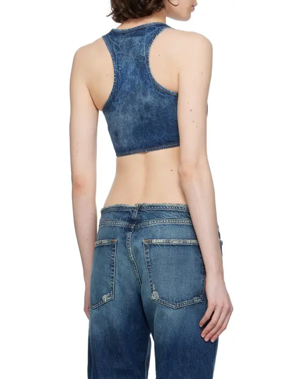DIESEL® Oval-d Logo Embellished Cropped Denim Top