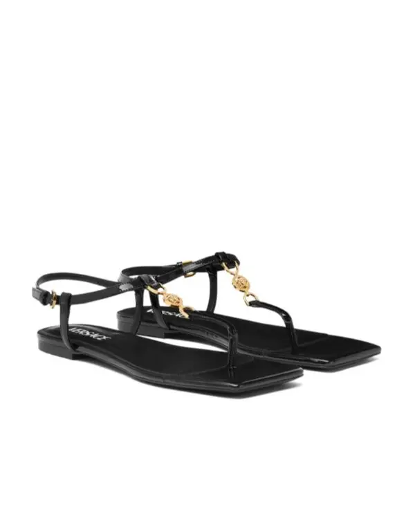 Versace Medusa Plaque Square Open Toe Sandals