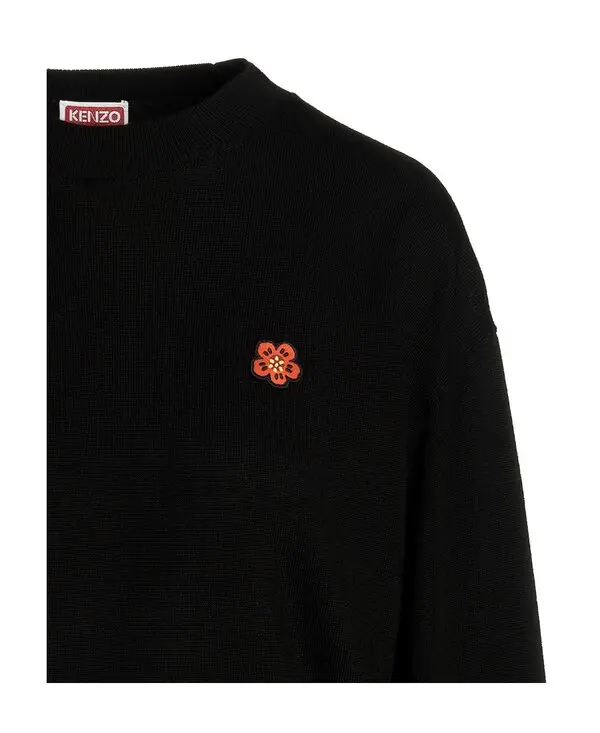 Kenzo Boke Flower Crest Crewneck Jumper - Black