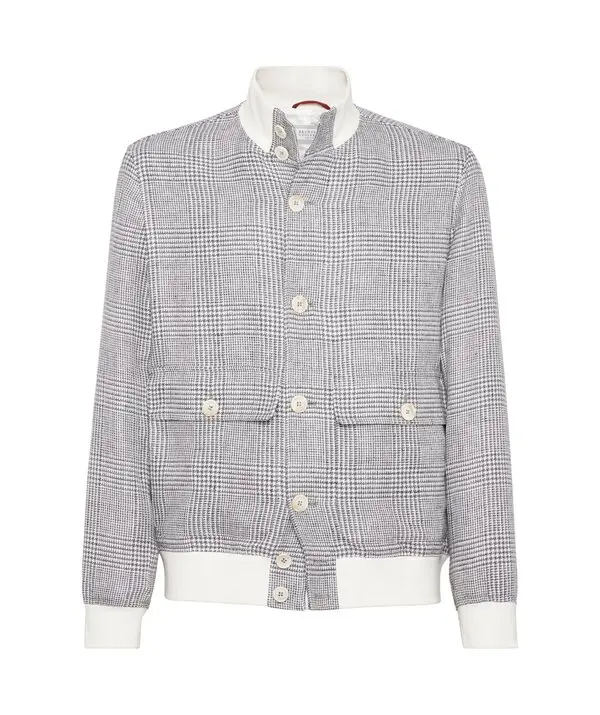 Brunello Cucinelli Checked High-neck Jacket