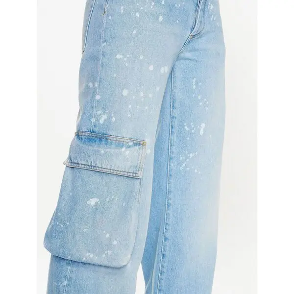 Off-White Toybox" Painted Logo Patch Wide Leg Jeans - Blue