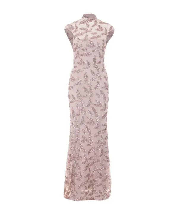 ANIYE BY Sequined High Neck Sleeveless Maxi Dress - Neutrals