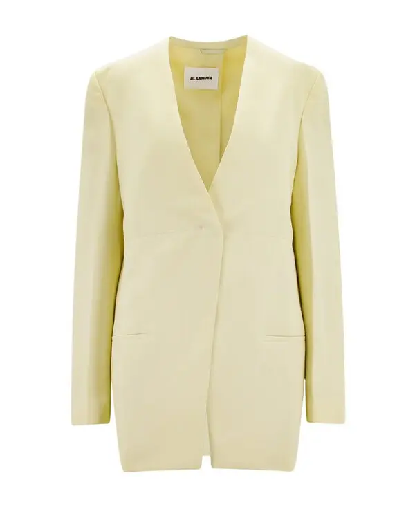 JIL SANDER Single-breasted V-neck Tailored Blazer - Nude