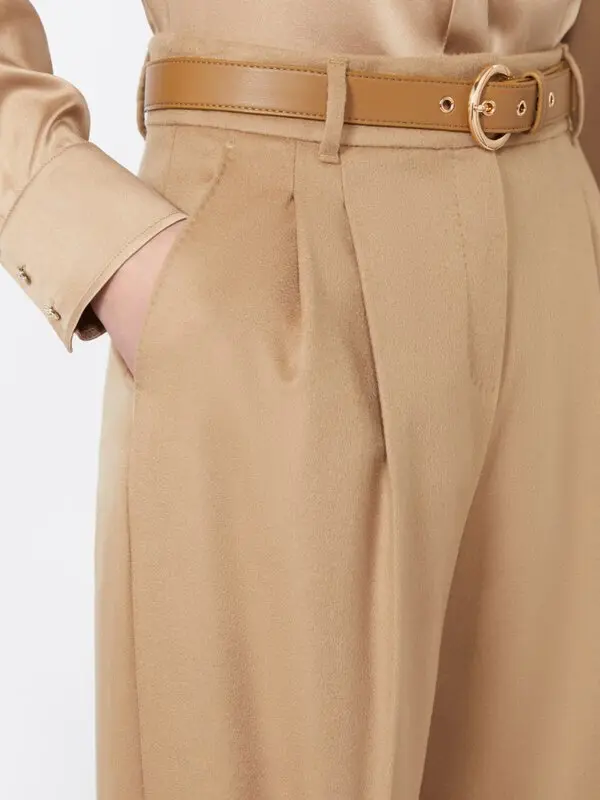 Max Mara Flowing Wool Trousers - Camel
