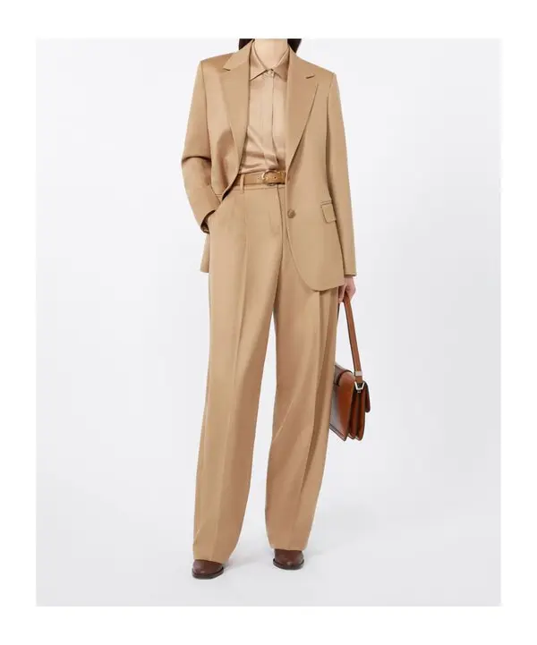 Max Mara Flowing Wool Trousers - Camel