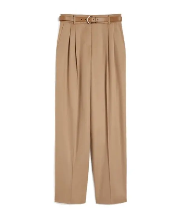 Max Mara Paride Pleated Trousers - Camel