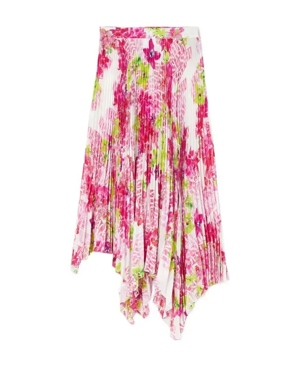 Versace Floral Logo Orchid Pleated Skirt - Pink