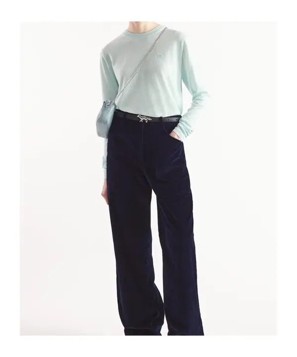 Maison Kitsuné Round Neck Long Sleeve Top With Logo