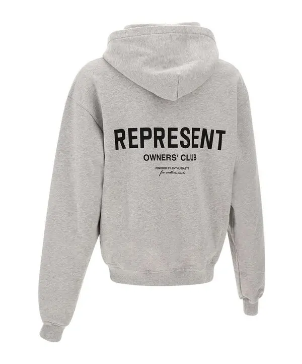 REPRESENT Zip-up Hoodie With Logo - Gray