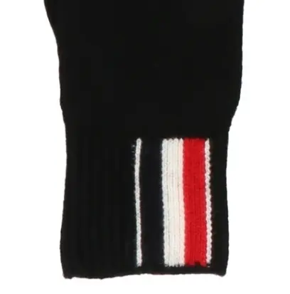 Thom Browne Merino Wool Gloves With Rwb Stripe Detail - Black