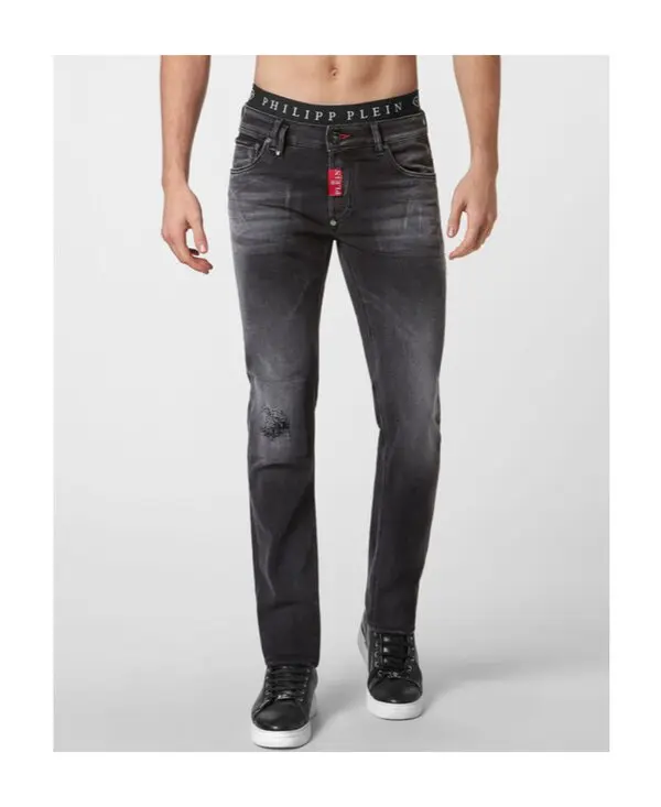 Philipp Plein Logo Plaque Skinny-cut Jeans - Black