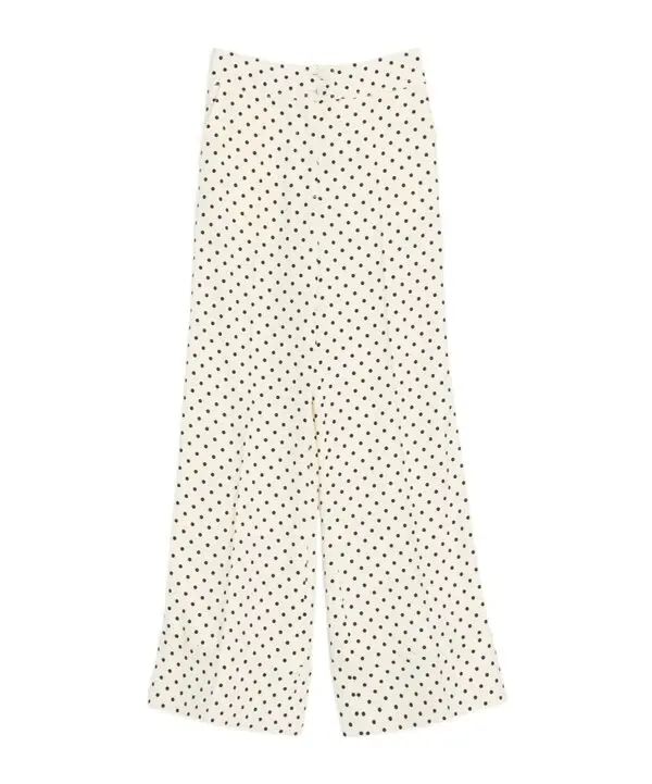 Valentino Garavani Polka Dot Printed Wide Leg Pants - Birch/black