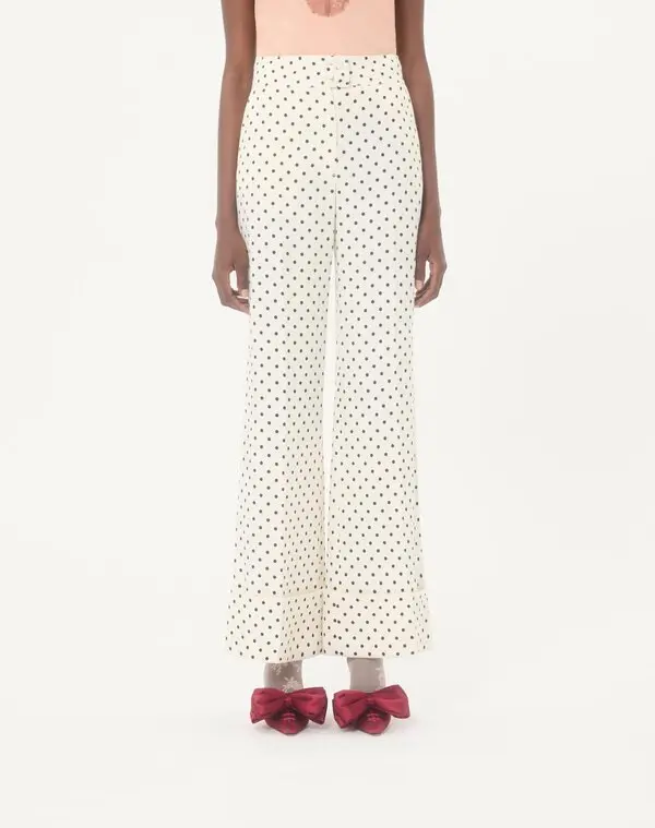 Valentino Garavani Polka Dot Wide-leg Trousers - Birch/black