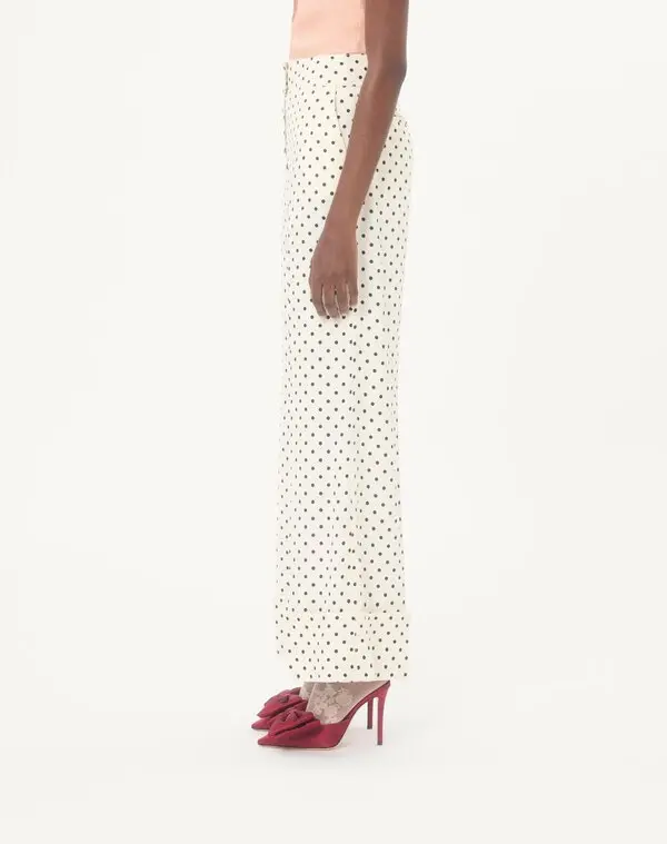 Valentino Garavani Polka Dot Wide-leg Trousers - Birch/black