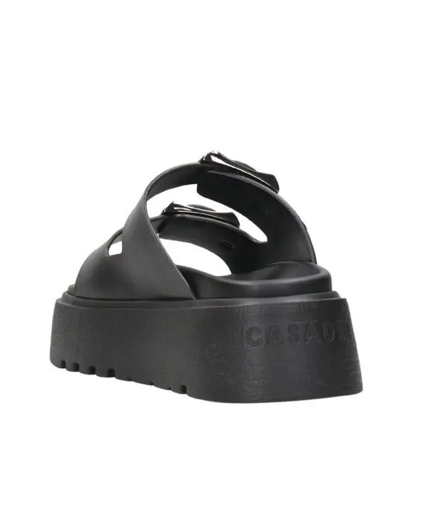 Casadei Florence Double Strap Chunky Sole Sandals - Black