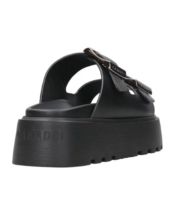 Casadei Florence Double Strap Chunky Sole Sandals - Black