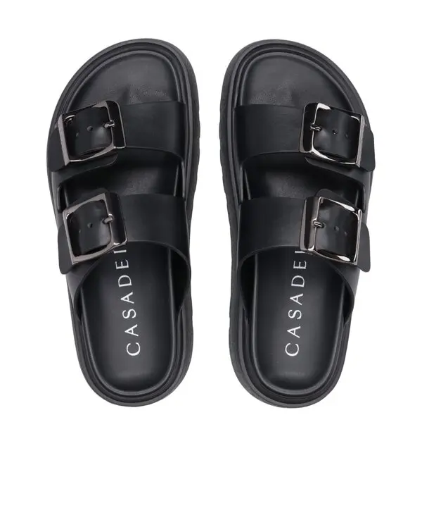 Casadei Florence Double Strap Chunky Sole Sandals - Black