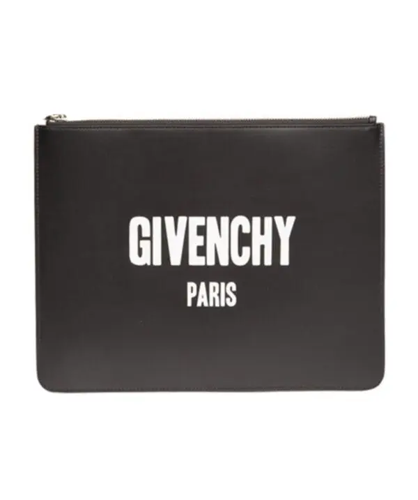 Givenchy Paris Logo Print Pouch - Black