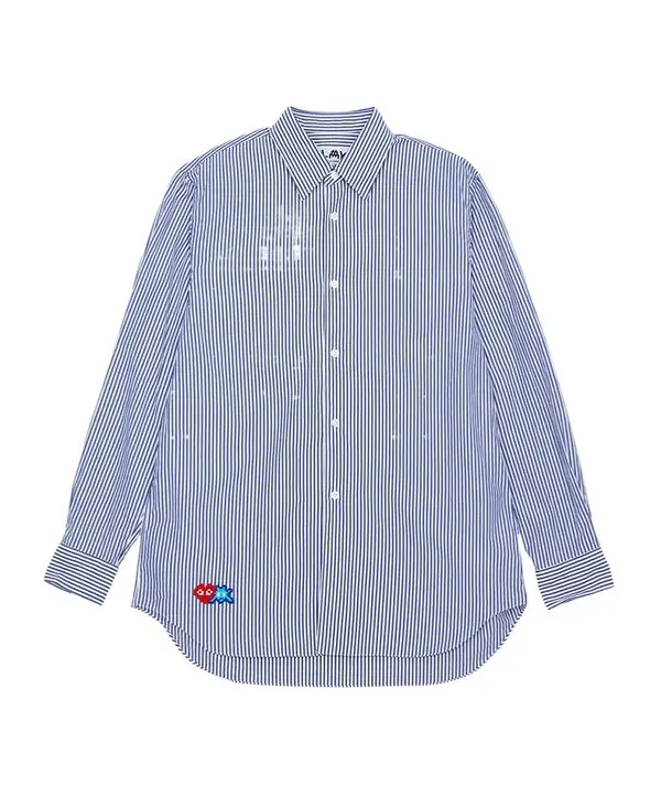 Play Comme Des Garcon Logo-appliqué Striped Cotton Shirt