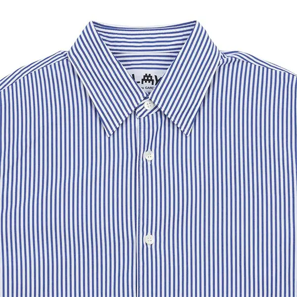 Play Comme Des Garcon Logo-appliqué Striped Cotton Shirt