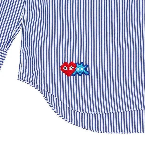 Play Comme Des Garcon Logo-appliqué Striped Cotton Shirt