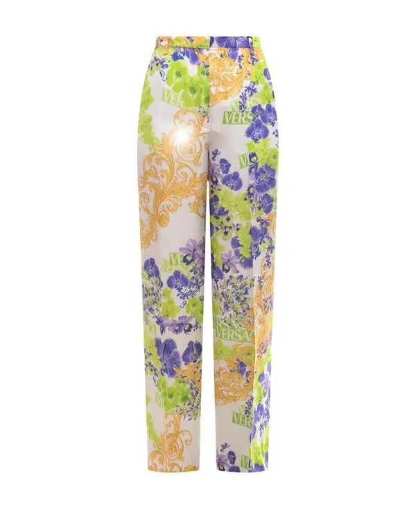 Versace Baroque Pattern Straight Leg Pants - Multicolor