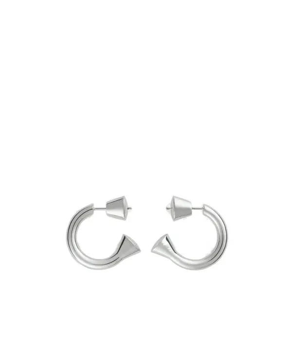 Bottega Veneta Oval Hoop Earrings With Pin Buckles - Silver