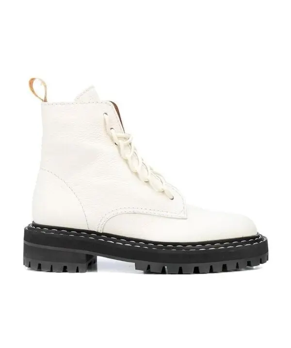Proenza Schouler Lace-up Ankle Boots With Chunky Sole - White