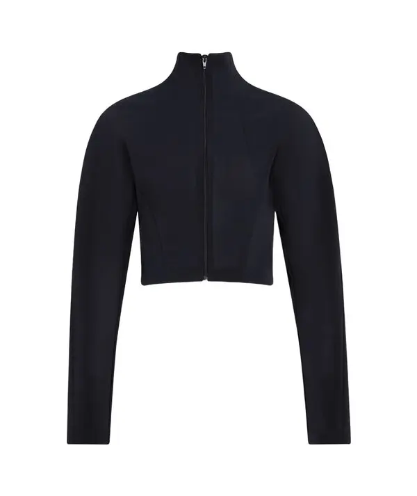 Alaïa High Neck Cropped Jacket - Black
