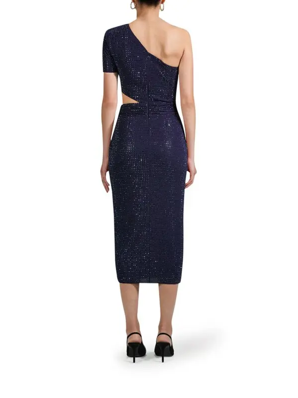 SELF-PORTRAIT Asymmetric Neck Cut-out Midi Dress - Black