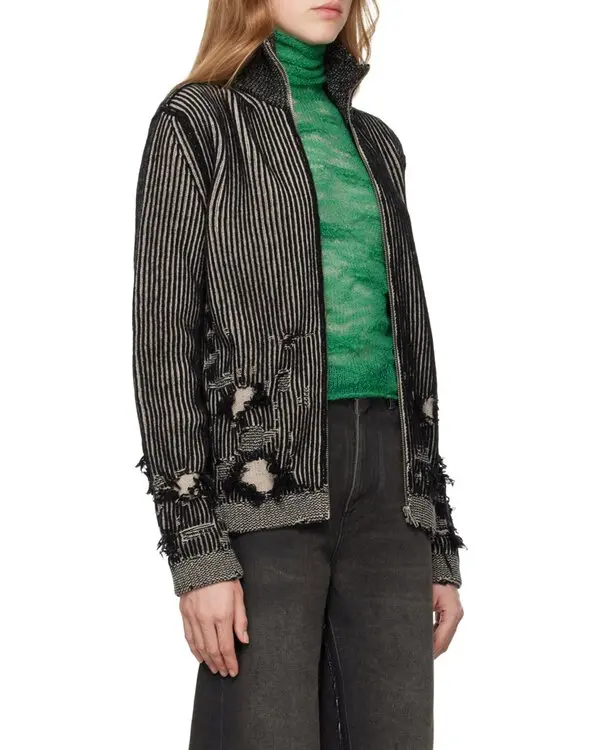 MAISON MARGIELA Zipped Distressed 3d-knitted Cardigan
