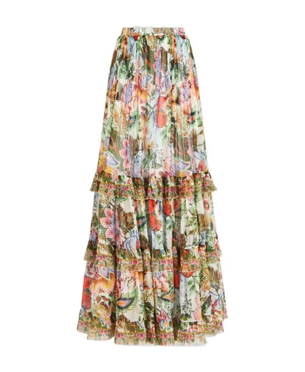 Etro Floral Printed Tiered Midi Skirt