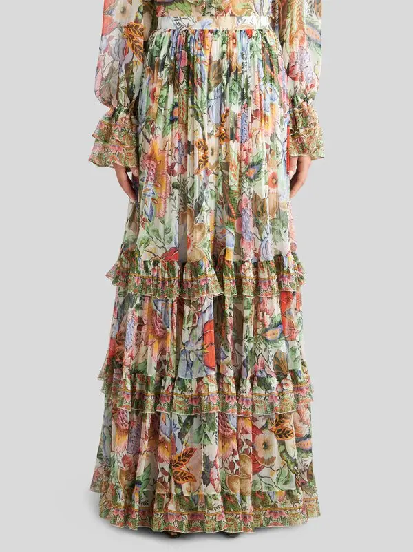 Etro Floral Printed Tiered Midi Skirt