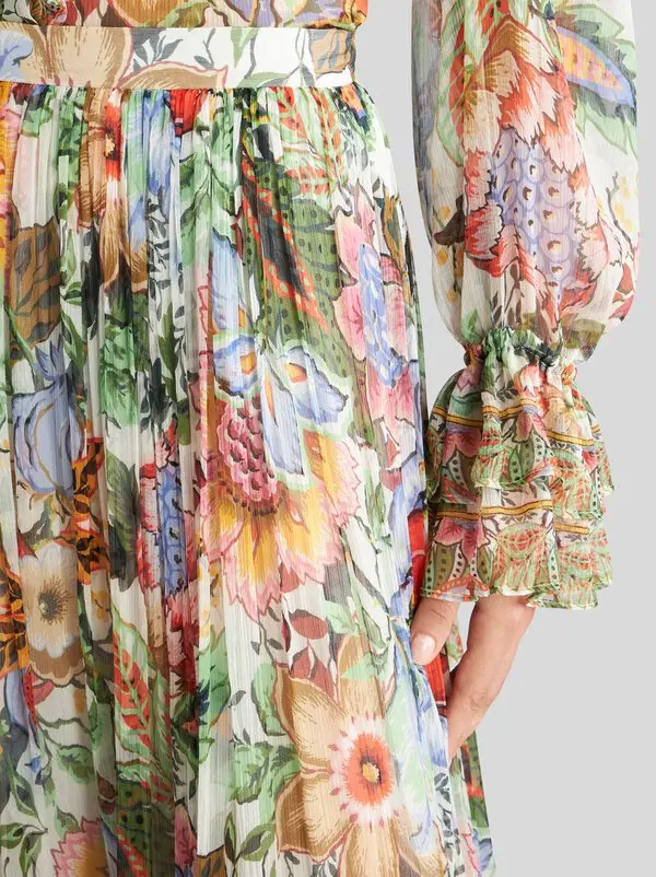 Etro Floral Printed Tiered Midi Skirt