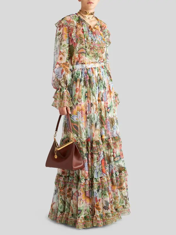 Etro Floral Printed Tiered Midi Skirt