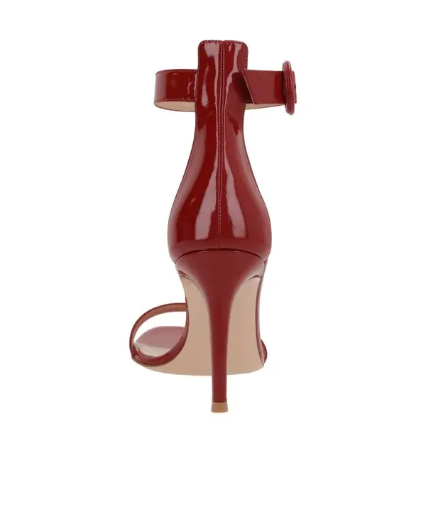 GIANVITO ROSSI Portofino Ankle Strap Stiletto Sandals - Cherry Red
