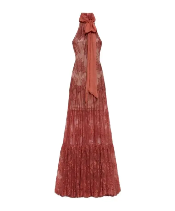 ANIYE BY Sleeveless Lace Maxi Dress With Floral Embroidery