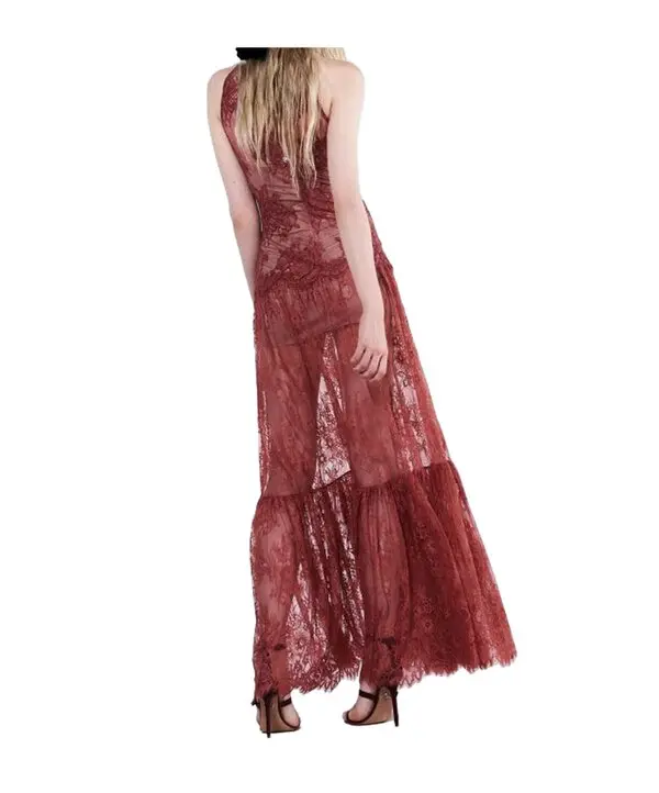 ANIYE BY Sleeveless Lace Maxi Dress With Floral Embroidery
