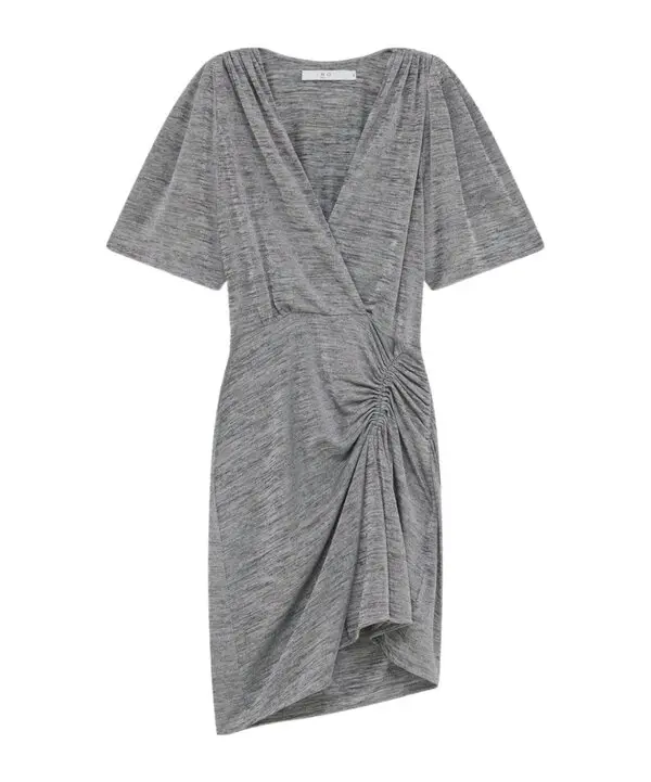 IRO PARIS Ruched V-neck Dress - Gray