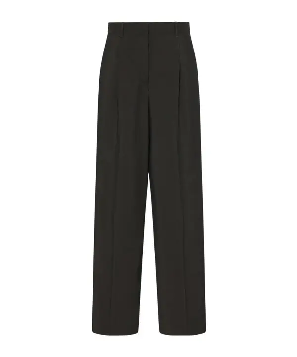 THE ROW Mikkela High-waisted Straight Leg Trousers - Dark Brown
