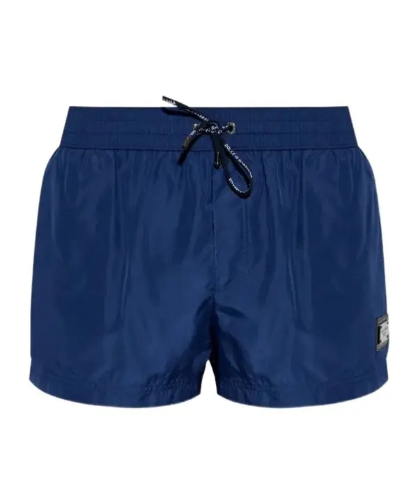 Dolce & Gabbana Logo Plaque Swim Shorts - Blue