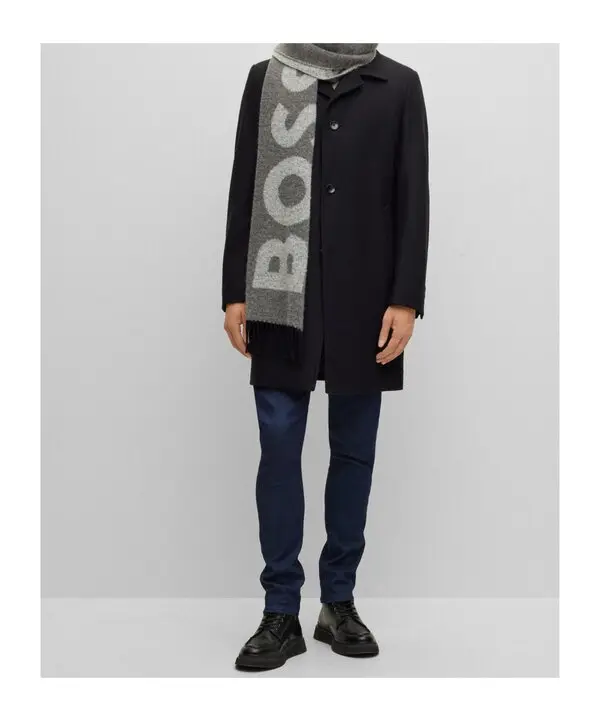 Hugo Boss Armin Jacquard Logo Scarf - Black