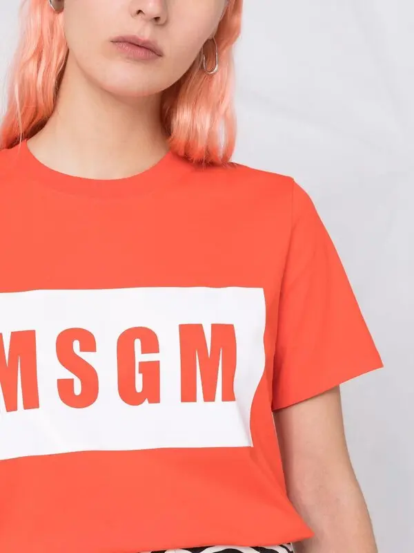 MSGM Cropped Logo T-shirt