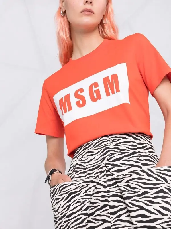 MSGM Cropped Logo T-shirt