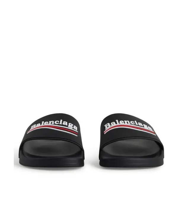 Balenciaga Political Campaign Pool Slides - Black