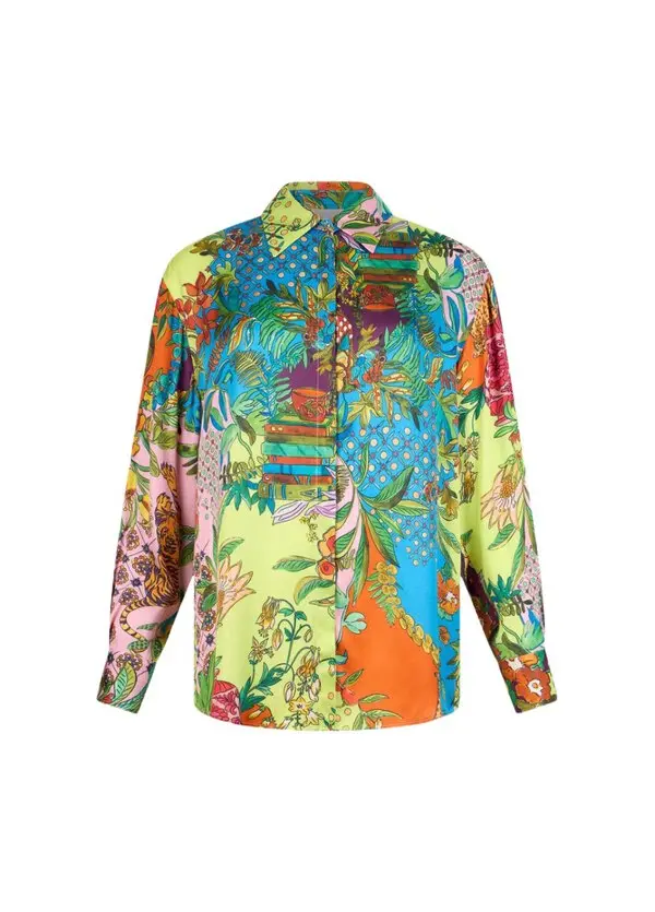 Liu Jo Tropical Print Viscose Satin Shirt - More