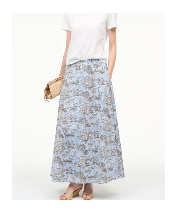 Staud Axel Printed A-line Maxi Skirt