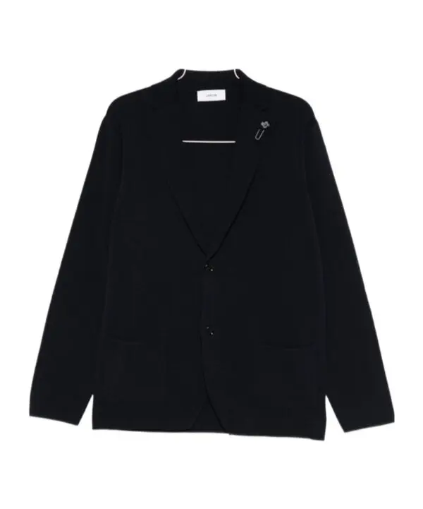 LARDINI Textured Knitted Jacket With Floral Detail