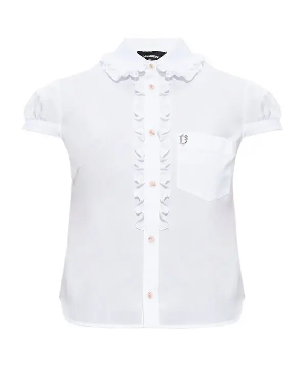 Dsquared2 Cropped Shirt With Ruffle Detail - White
