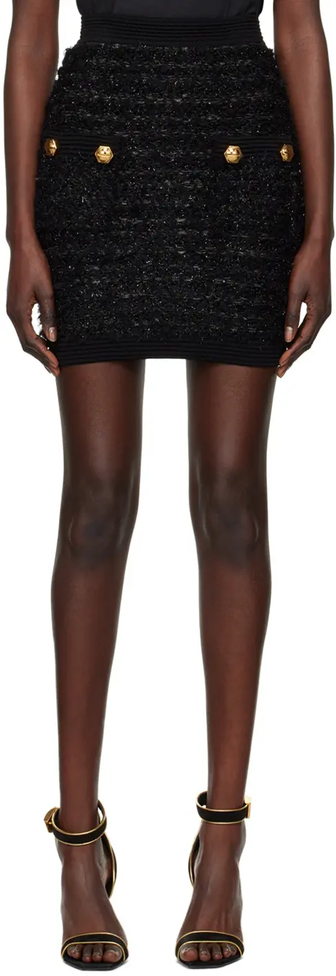 Balmain Ribbed Tweed Mini Skirt